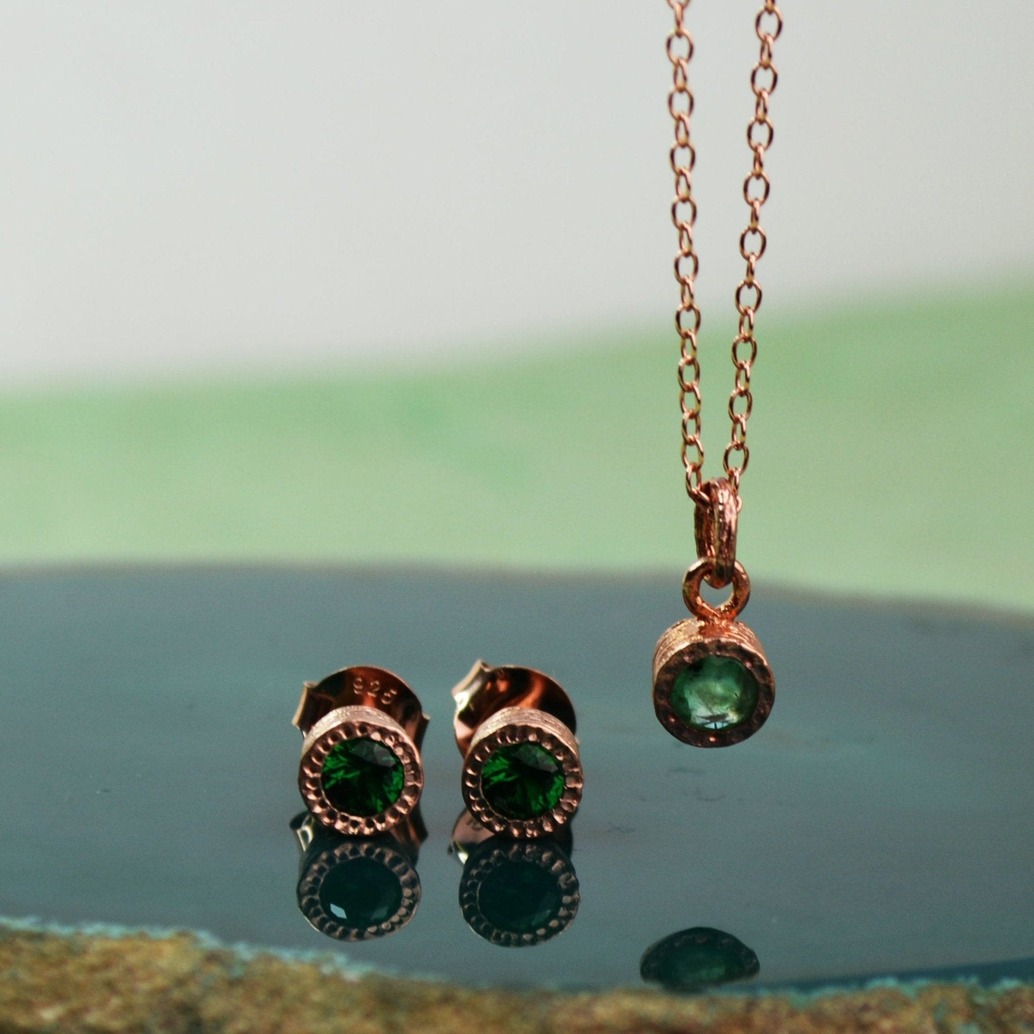 Emerald May Birthstone Gold Jewellery Set – Otis Jaxon Silver Jewellery