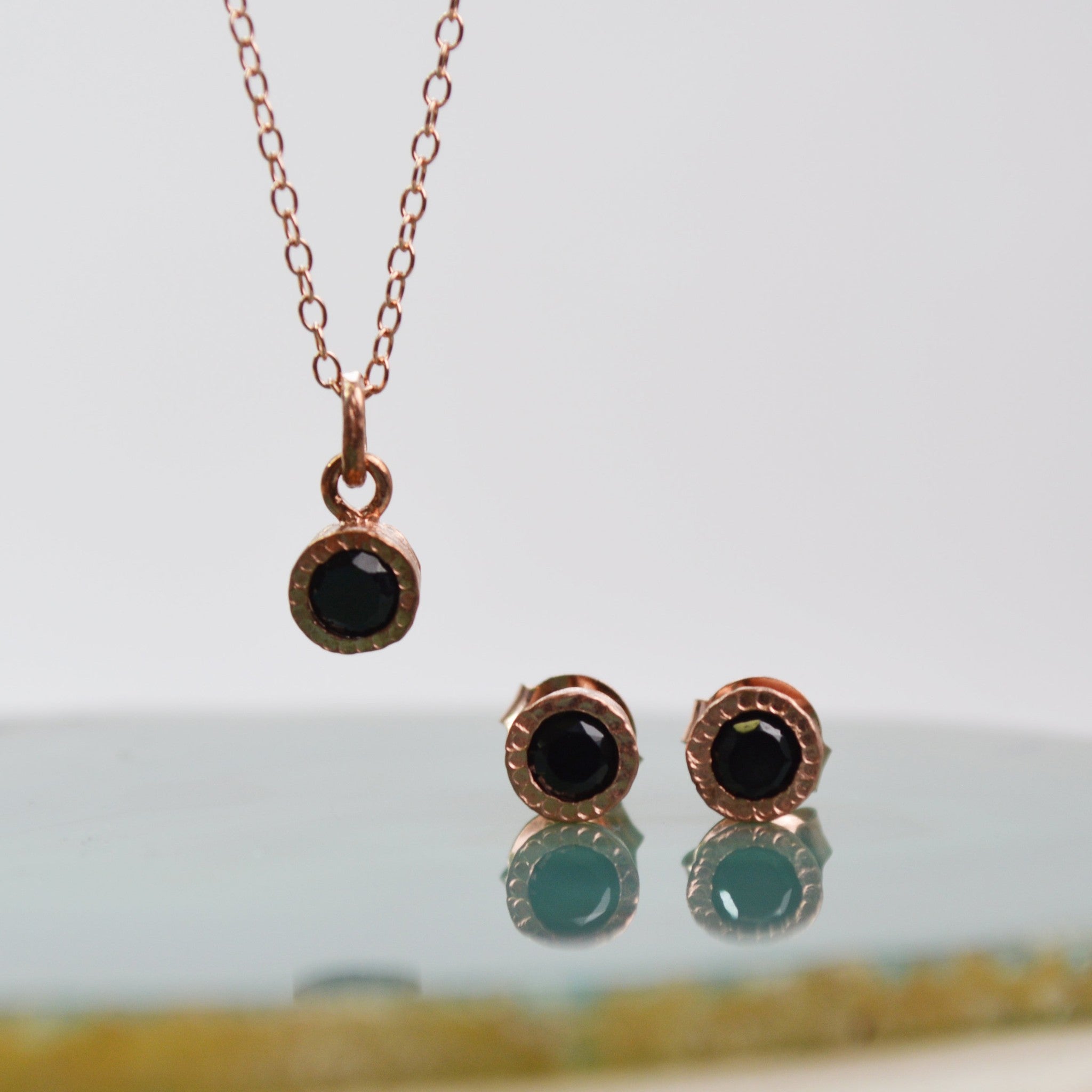 Black Spinel Rose Gold Stud Earrings – Otis Jaxon Silver Jewellery
