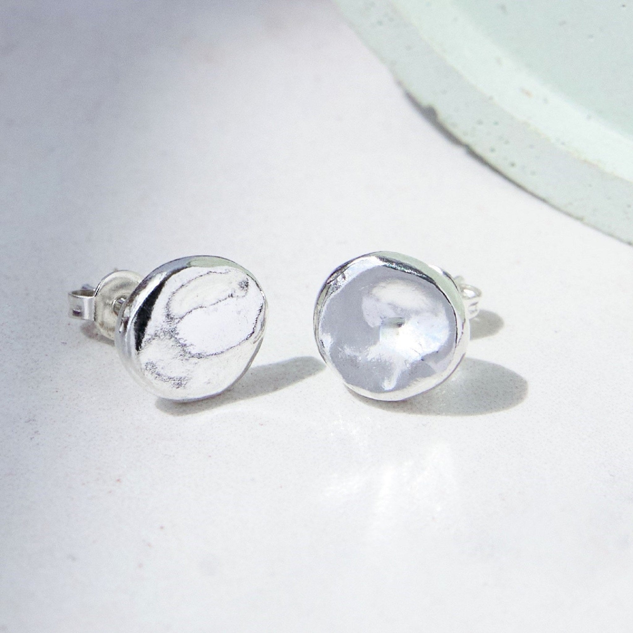 Organic Round Sterling Silver Stud Earrings – Otis Jaxon Silver Jewellery
