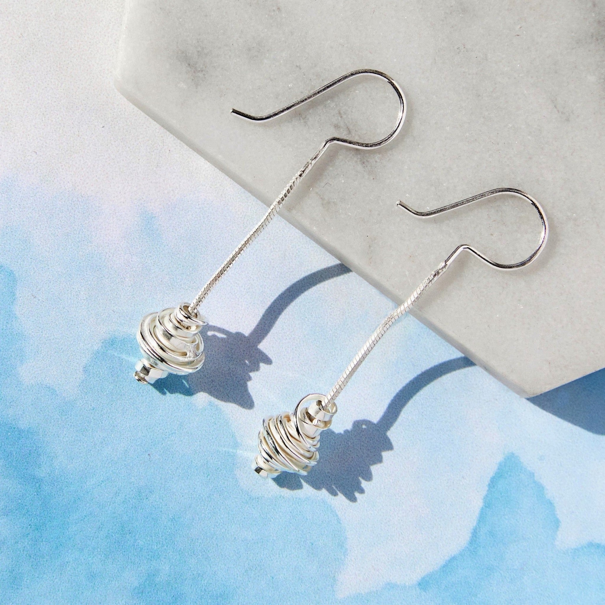 Sterling Silver Long Drop Coiled Charm Earrings – Otis Jaxon Silver ...