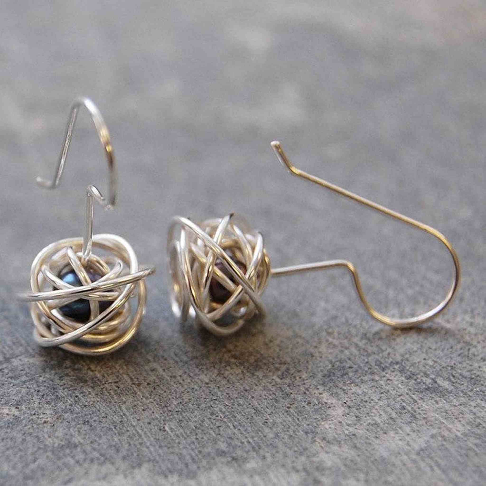 White Caged Pearl Sterling Silver Stud Earrings | Otis Jaxon Jewellery