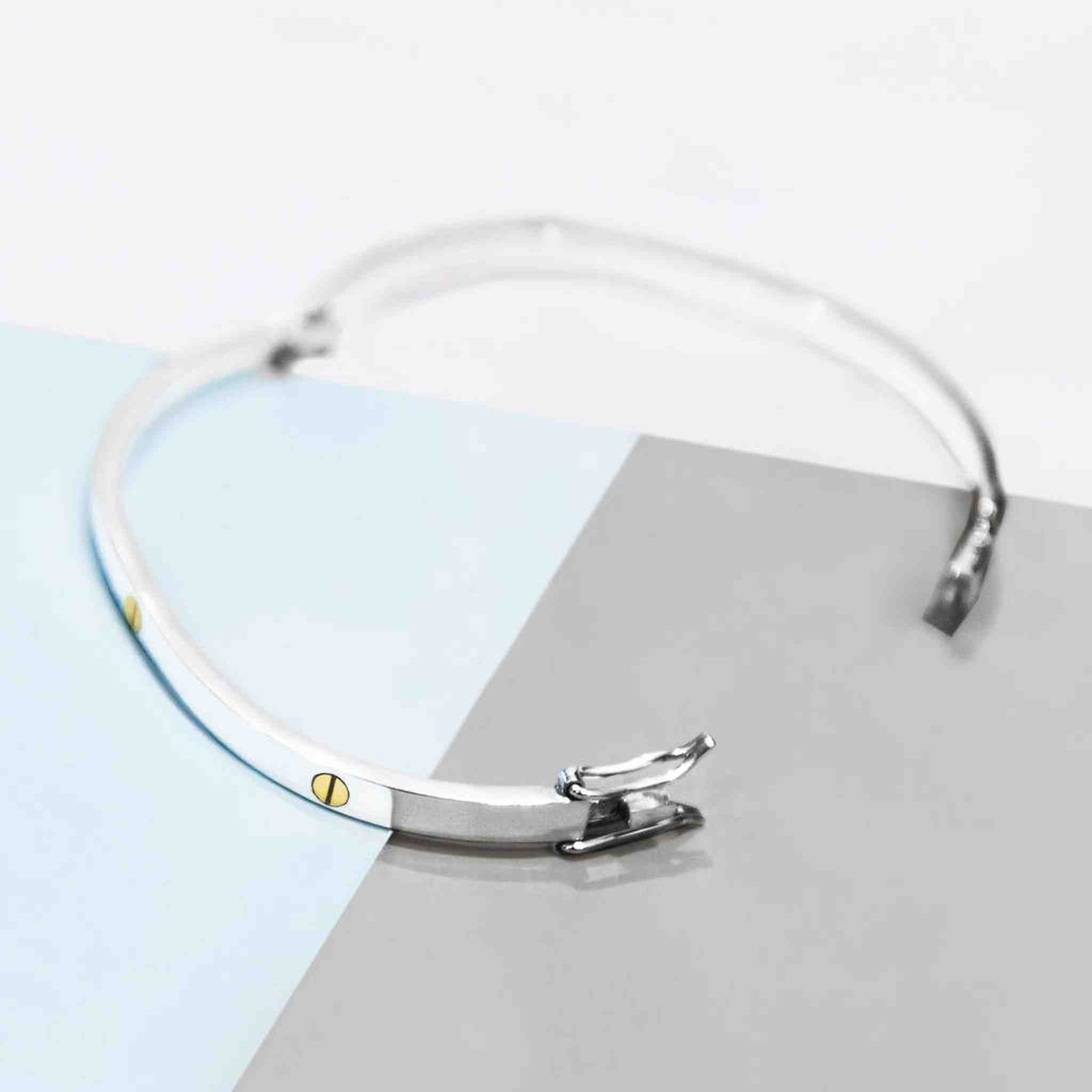 Gold and Sterling Silver Screw Accent Bangle | Otis Jaxon Jewellery