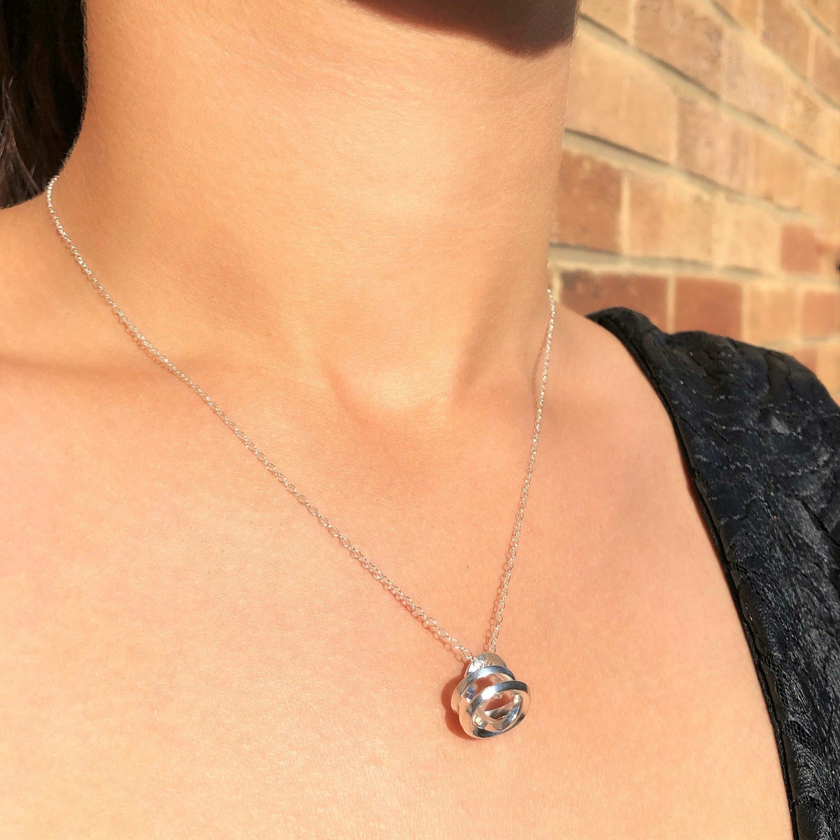 Angular Knot Sterling Silver Necklace | Otis Jaxon Jewellery