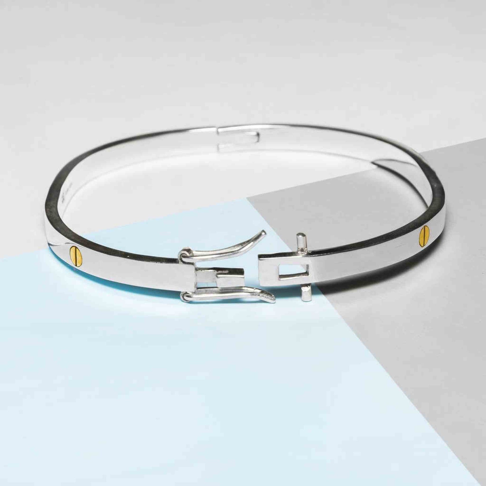 Gold and Sterling Silver Screw Accent Bangle – Otis Jaxon Silver Jewellery