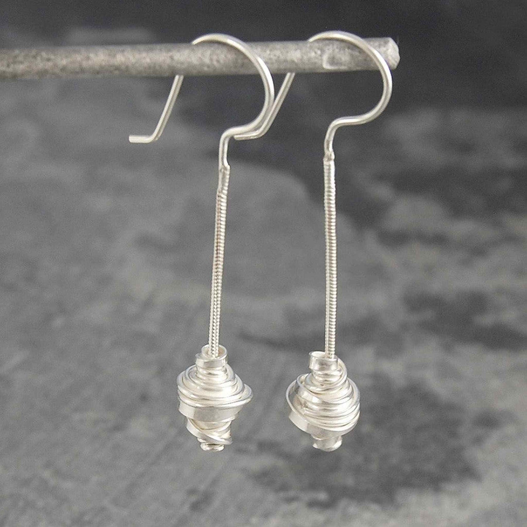 Sterling Silver Long Drop Coiled Charm Earrings – Otis Jaxon Silver ...