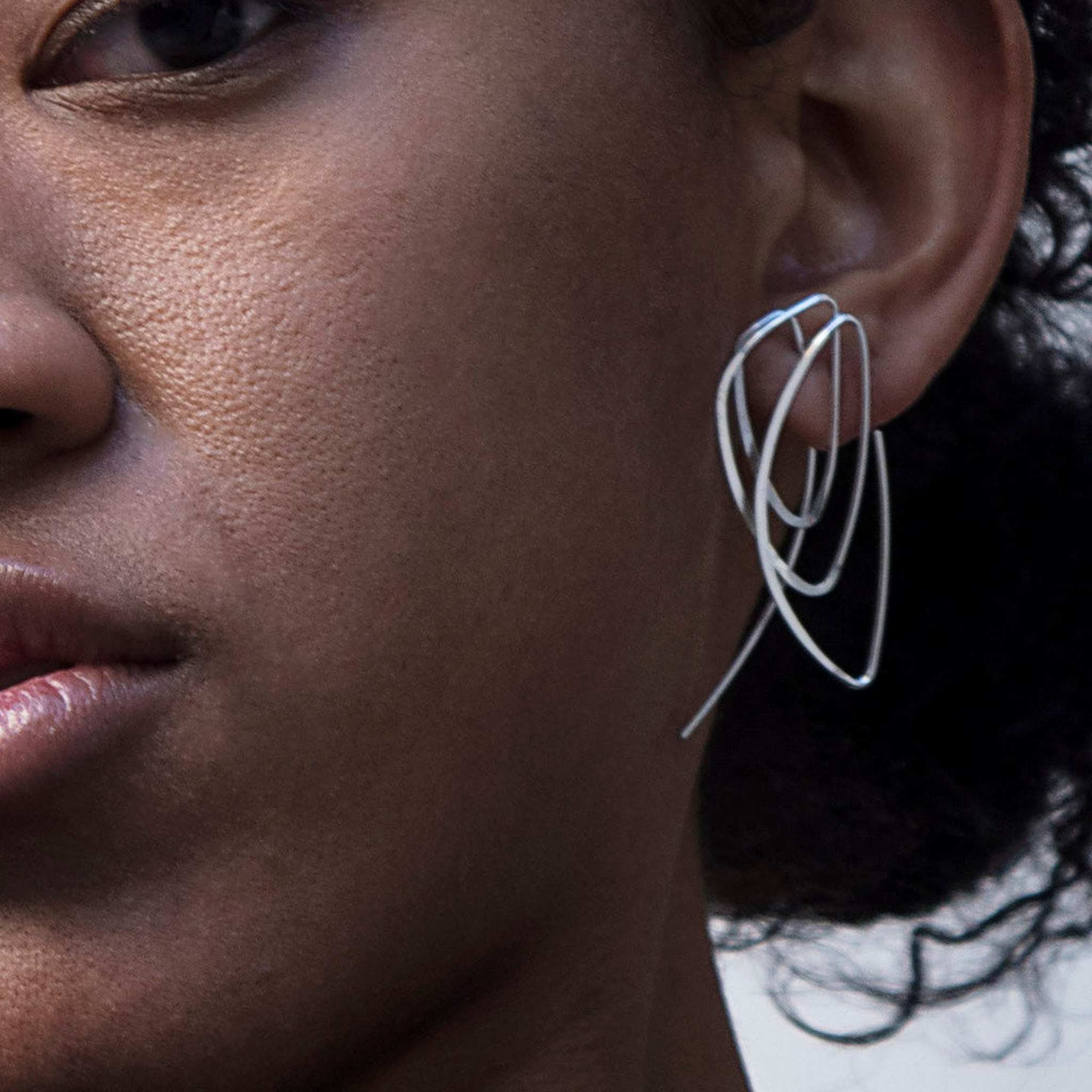 Abstract Geometric Silver Hoop Earrings – Otis Jaxon Silver Jewellery