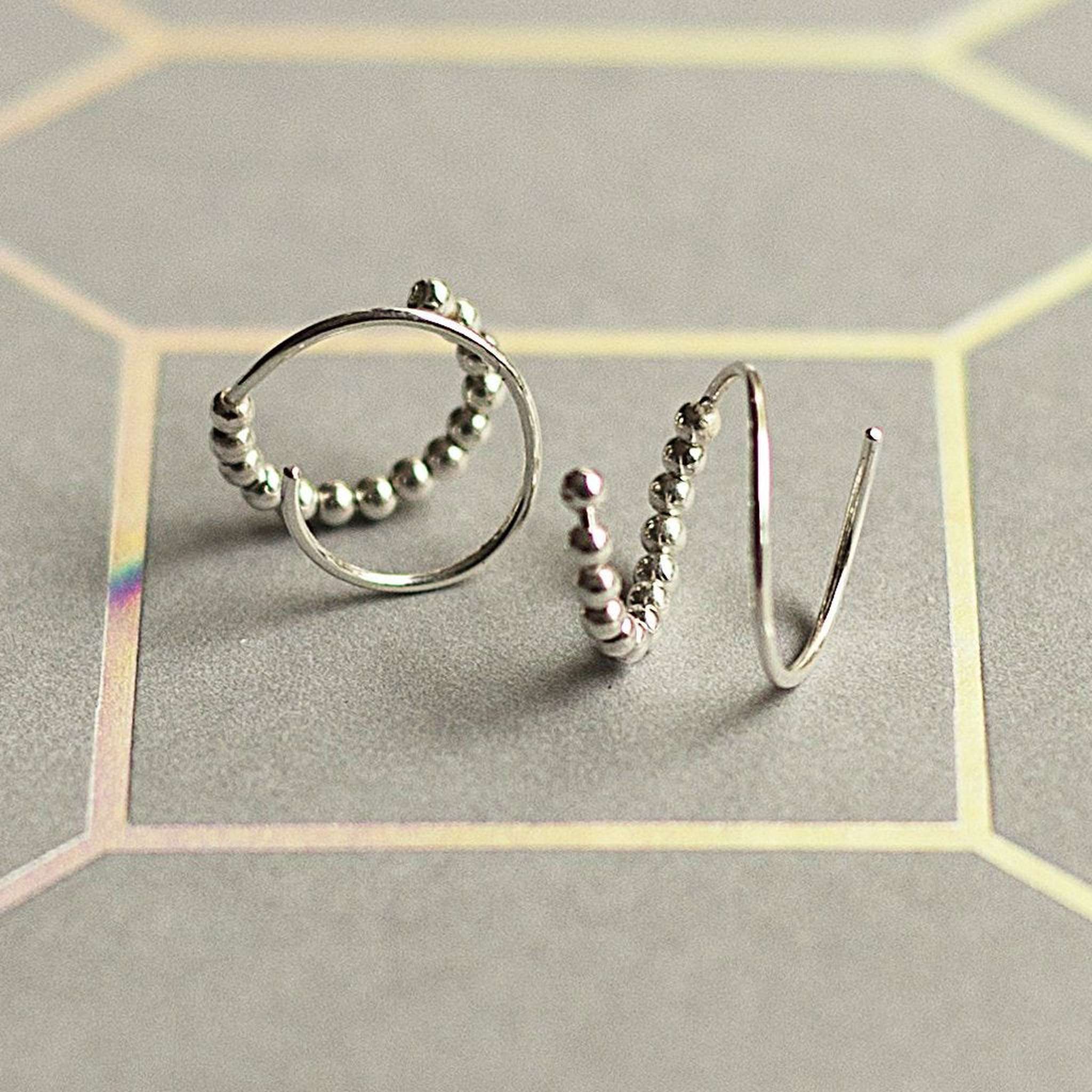 Illusion Beaded Double Hoop Spiral Single Piercing Earrings | Otis ...
