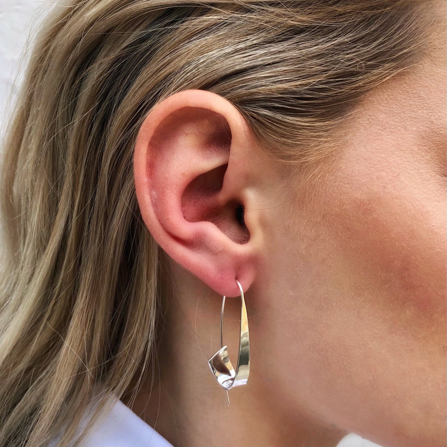 Flared Ribbon Gold Sterling Silver Hoop Earrings | Otis Jaxon Jewellery