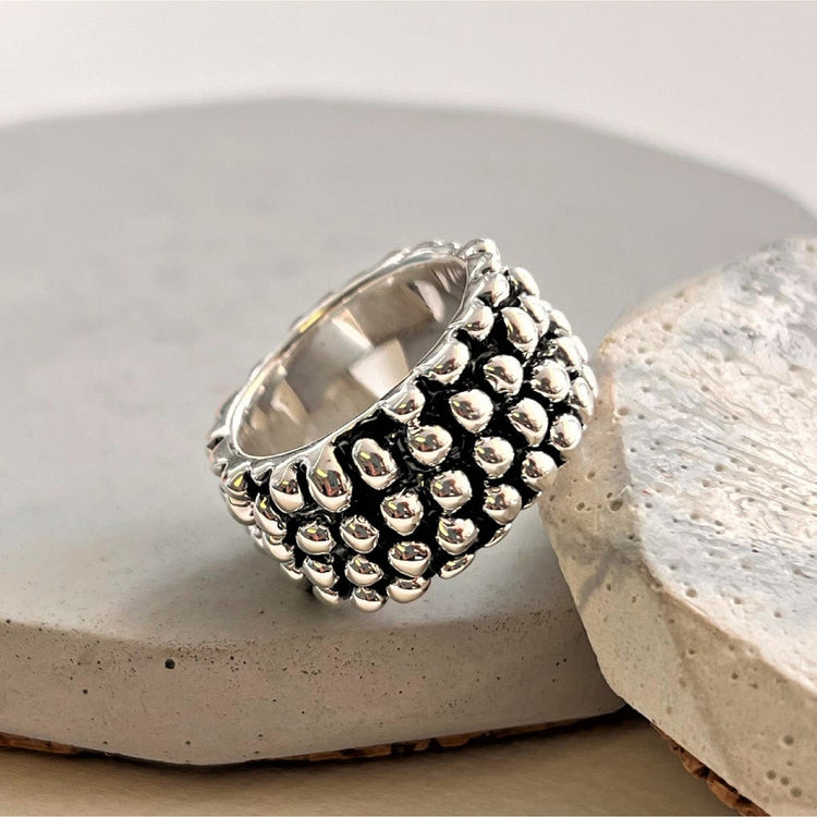 Chunky Sterling Silver Hedgehog Bubble Ring – Otis Jaxon Silver Jewellery