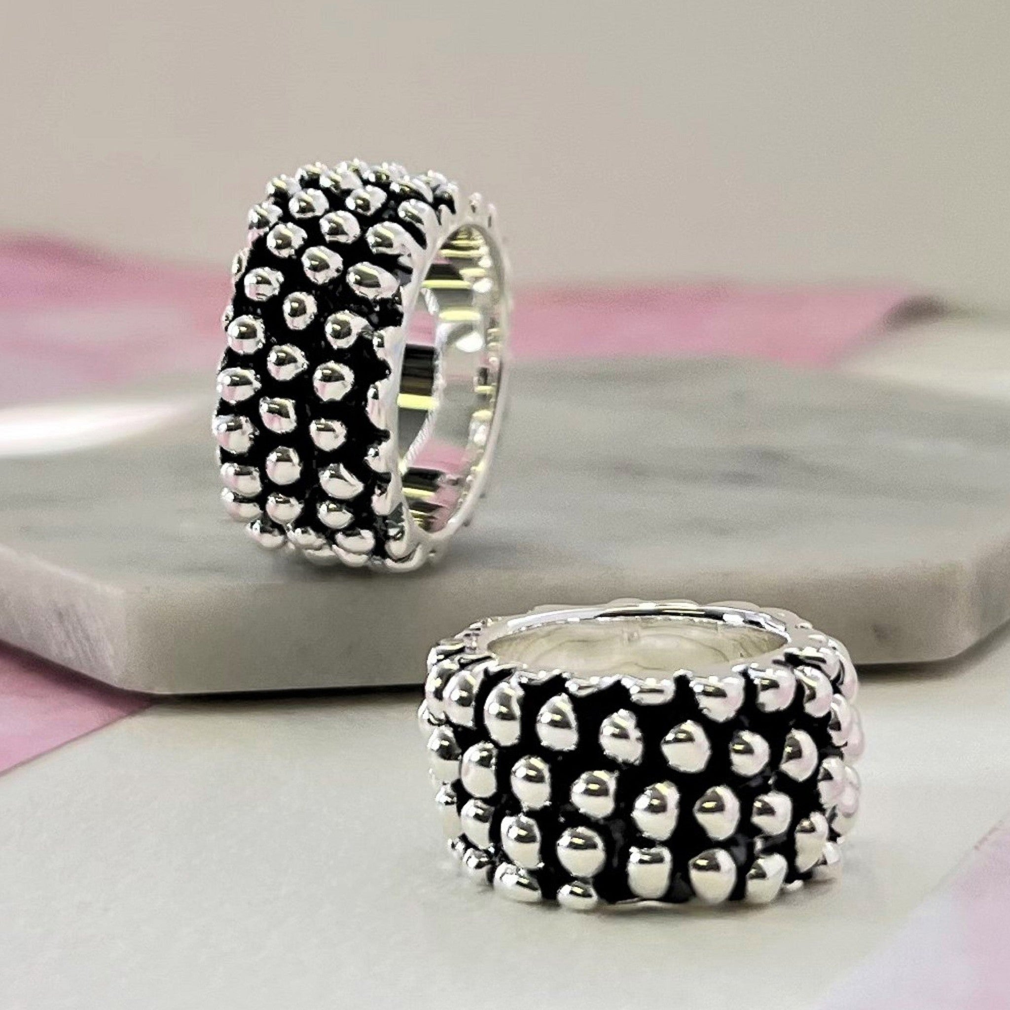 Chunky Sterling Silver Hedgehog Bubble Ring | Otis Jaxon Jewellery