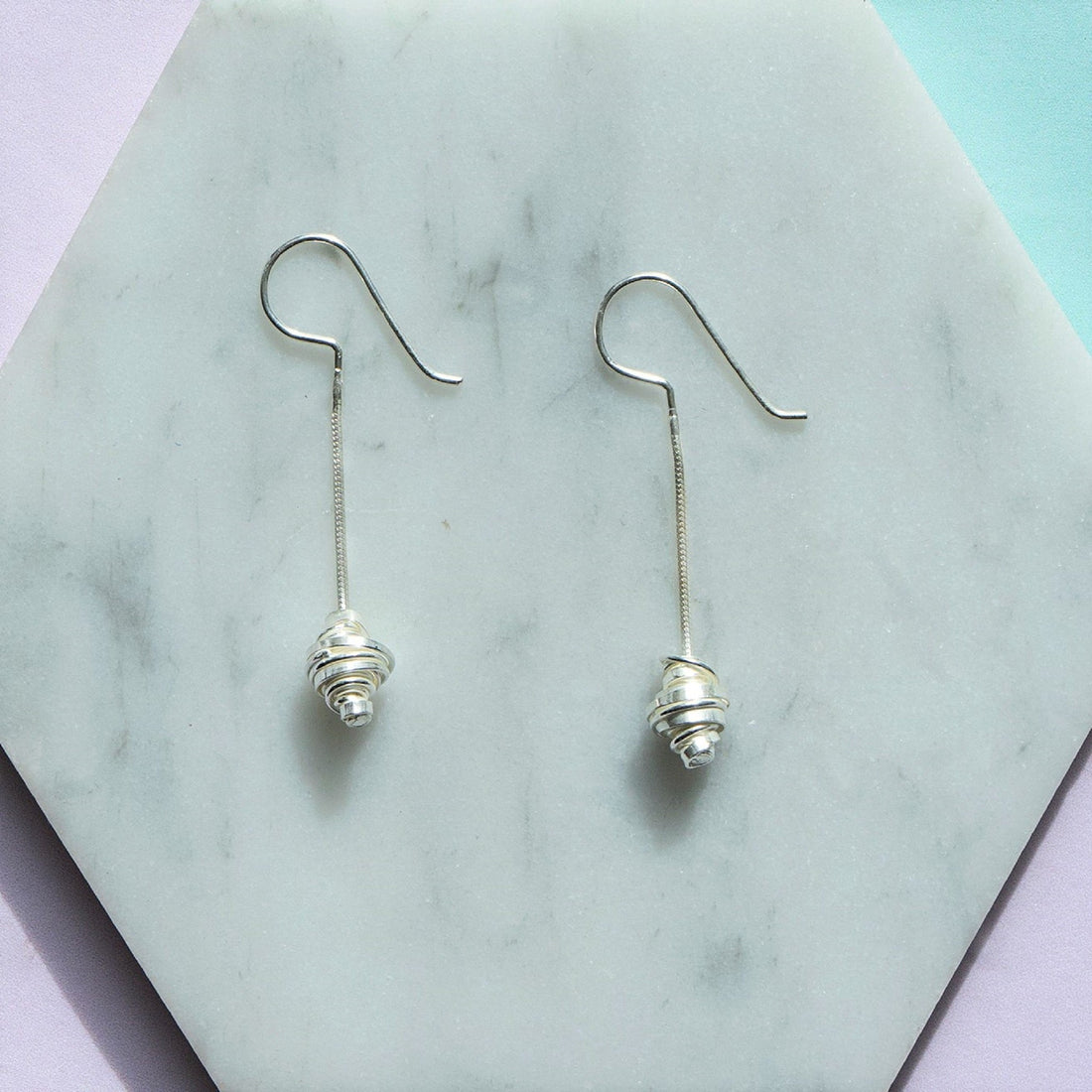 Sterling Silver Long Drop Coiled Charm Earrings – Otis Jaxon Silver ...