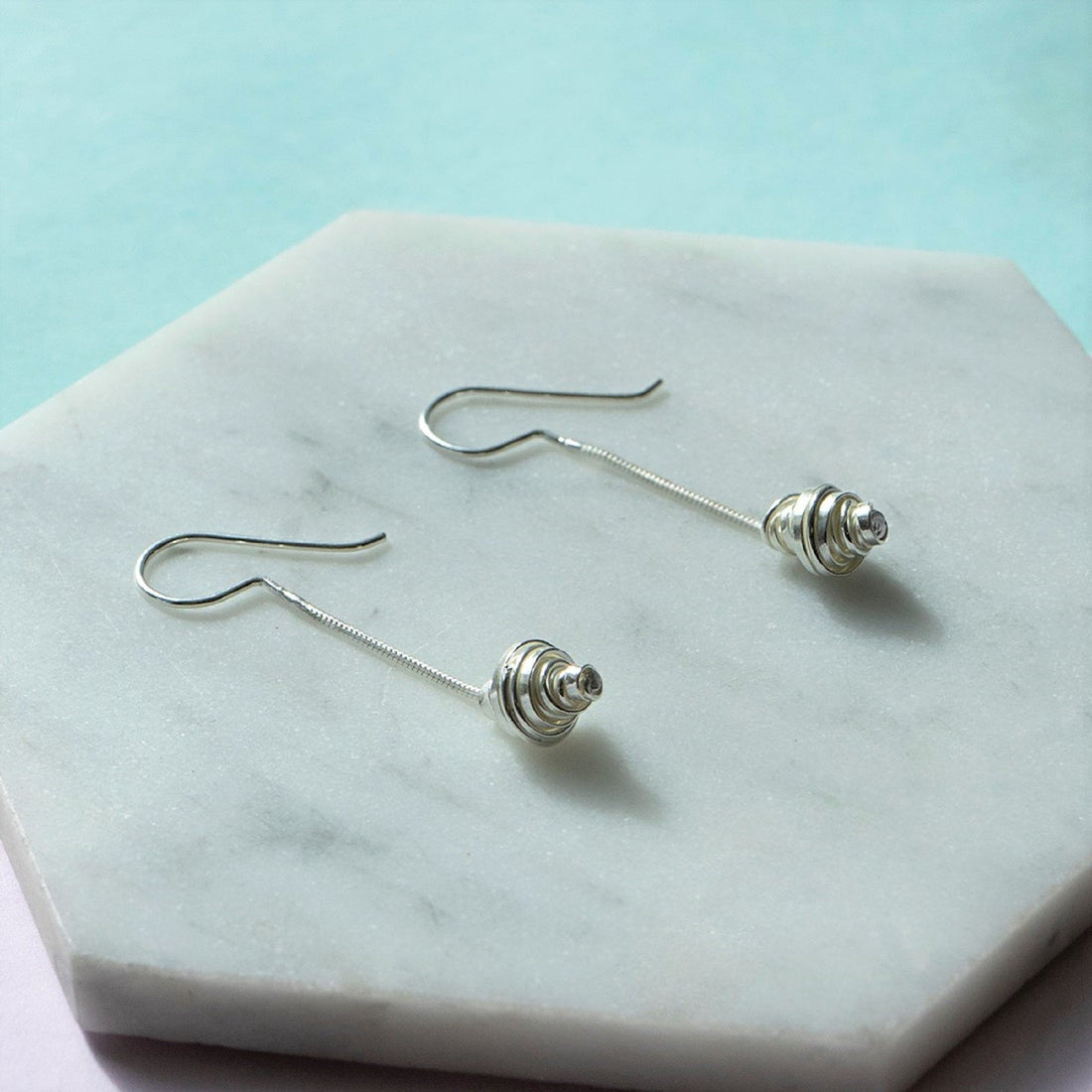 Sterling Silver Long Drop Coiled Charm Earrings – Otis Jaxon Silver ...