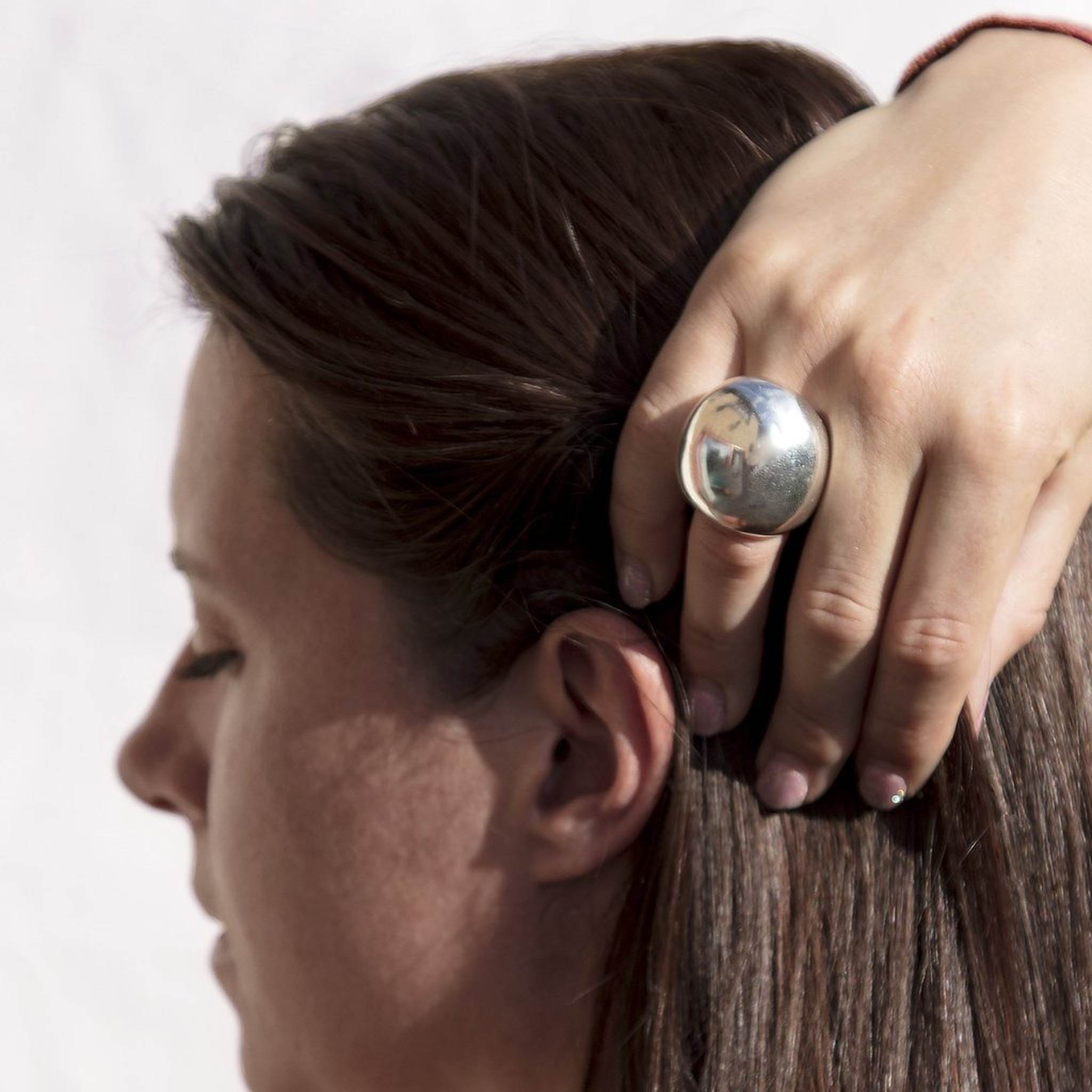 Chunky Sterling Silver Statement Sphere Ring | Otis Jaxon Jewellery