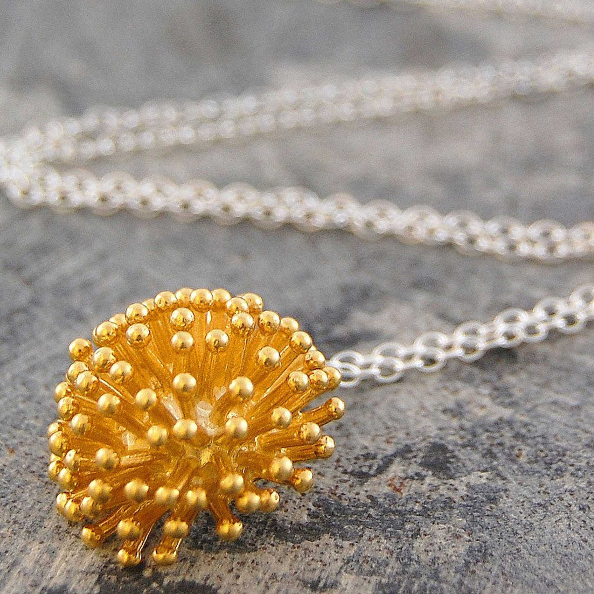 Floral Dandelion Gold Plated Pendant Necklace | Otis Jaxon Jewellery