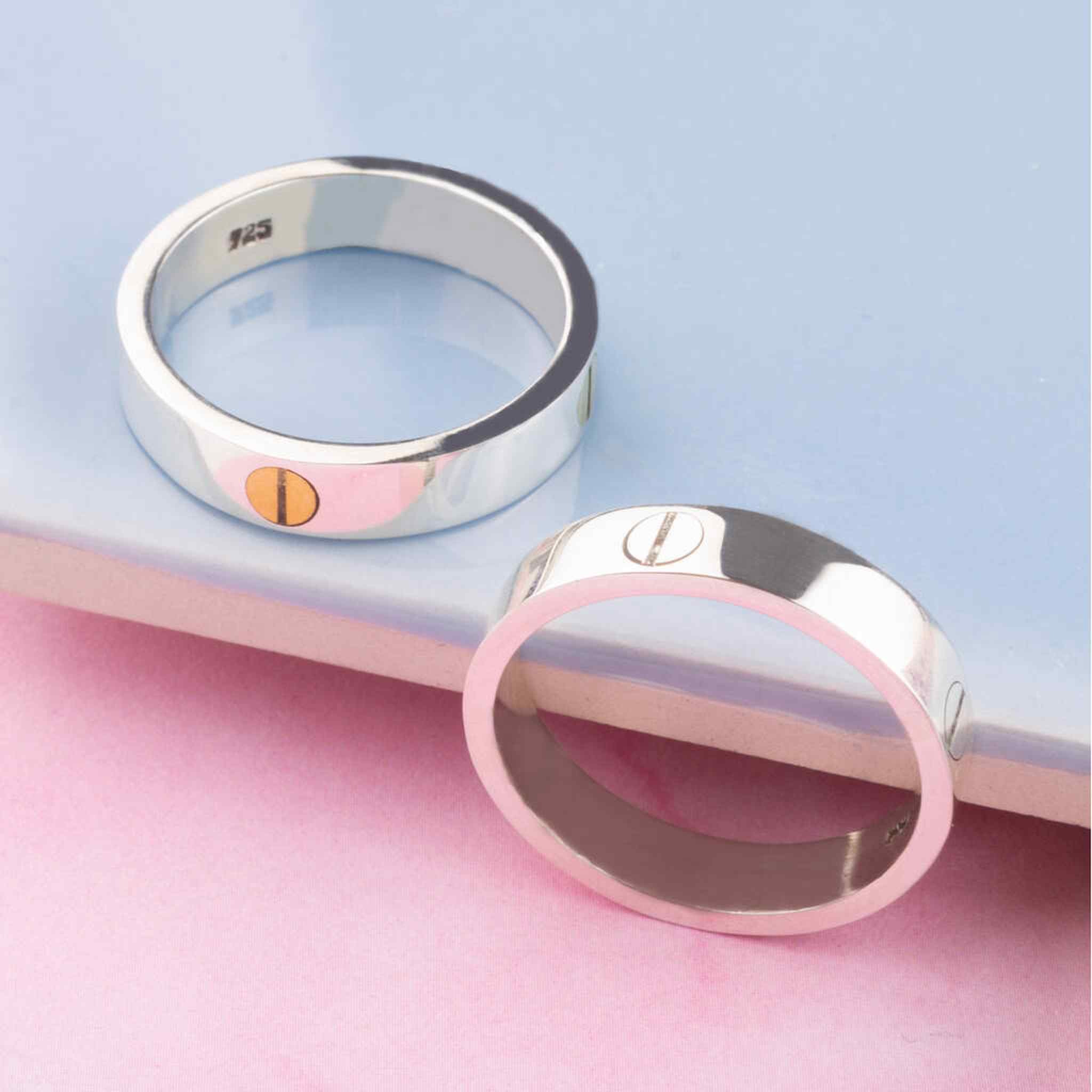 Silver And Gold Inset Screw Rings | Otis Jaxon Jewellery