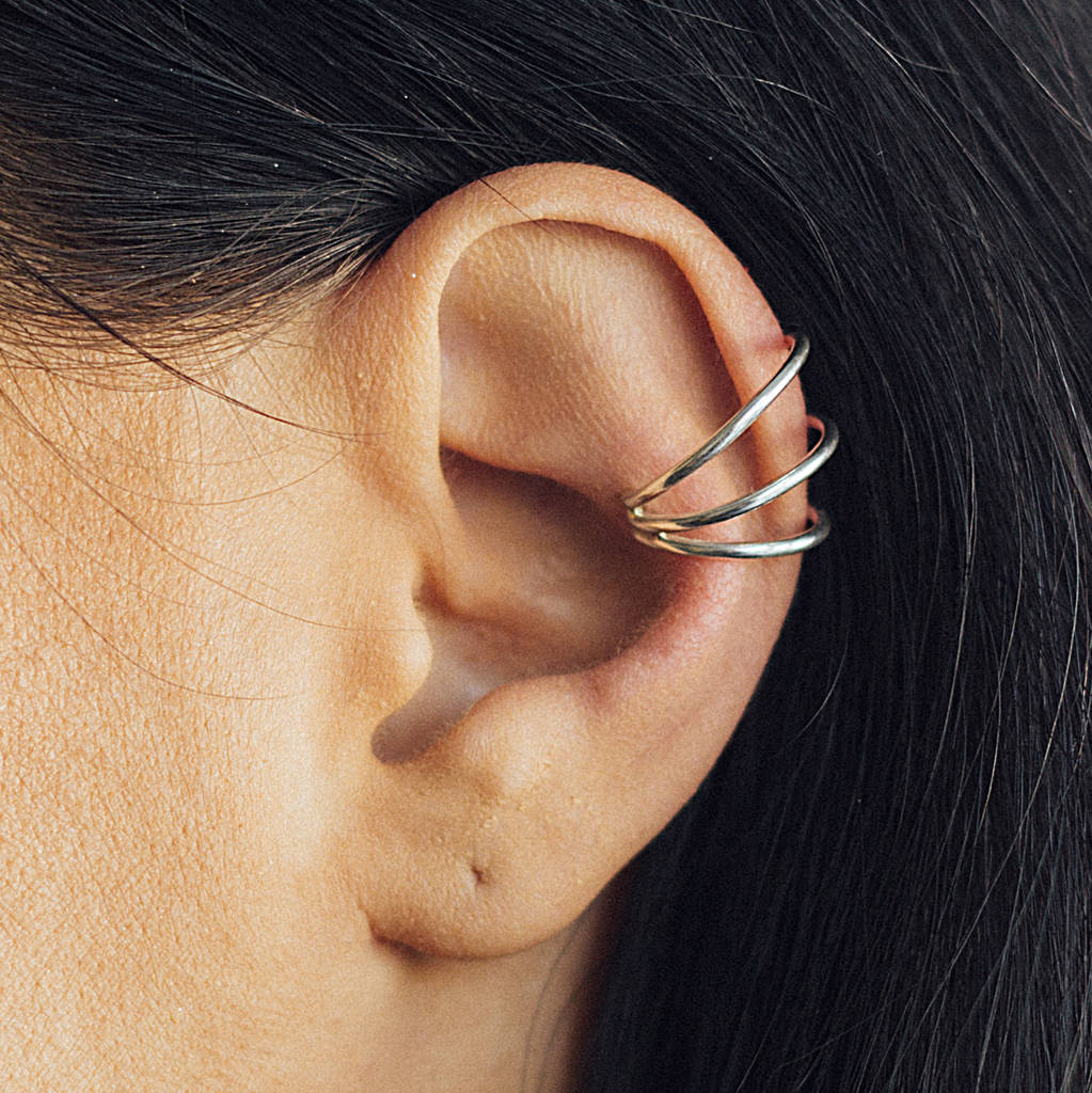 Triple Bar Ear Cuff Sterling Silver Earring | Otis Jaxon Jewellery